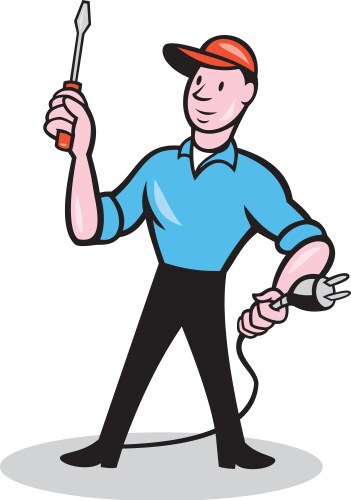 Electrician mascot cartoon Royalty Free Vector Image