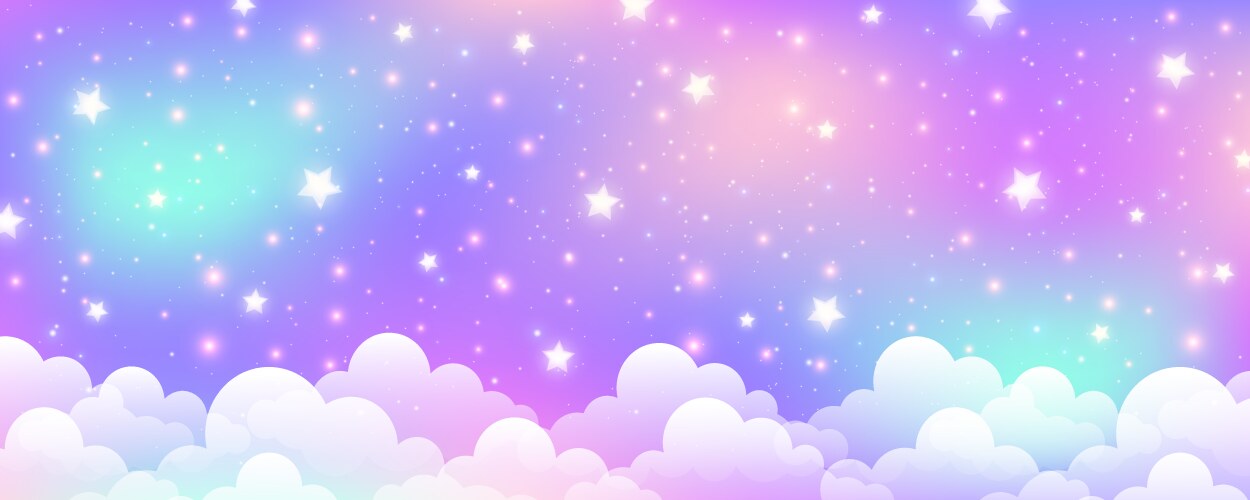 Fantasy pink unicorn background with clouds Vector Image