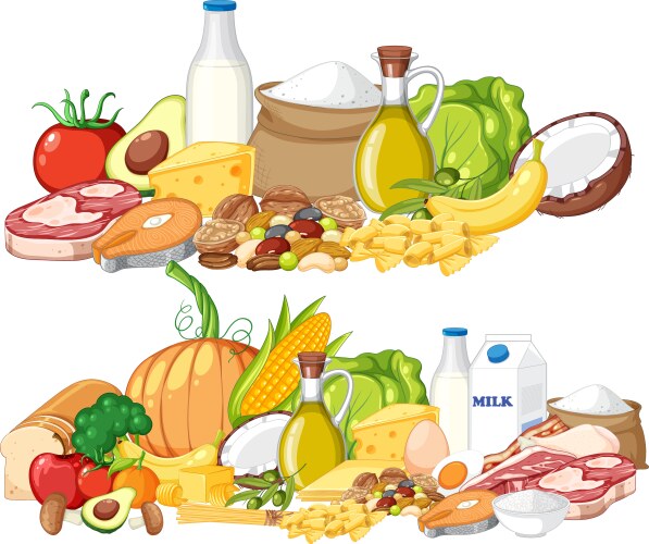 Five food groups isolated Royalty Free Vector Image