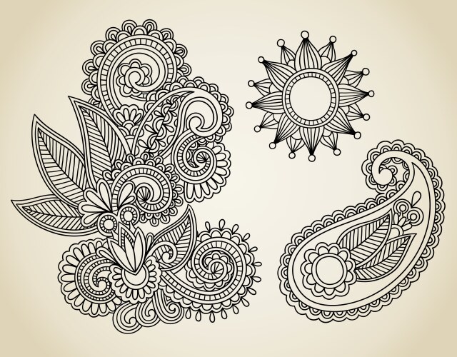 Line art ornate flower design Royalty Free Vector Image