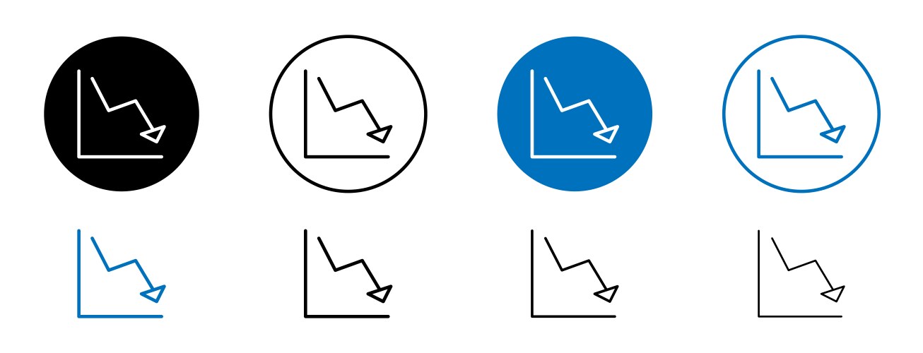 Arrow trend-down icon set down trend chart Vector Image