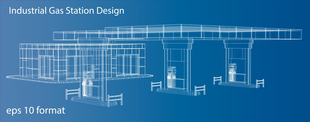 Gas station blueprints Royalty Free Vector Image