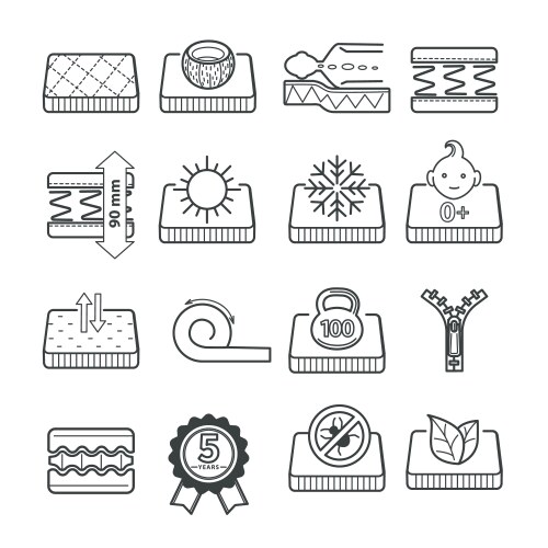 Mattress line icon set Royalty Free Vector Image
