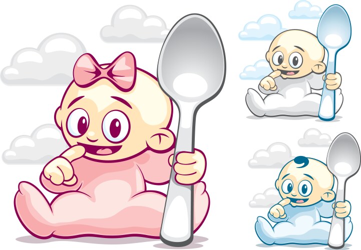 Baby with a spoon Royalty Free Vector Image - VectorStock