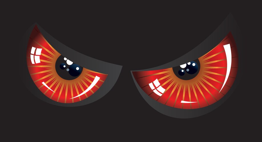 Red evil eyes on black background Royalty Free Vector Image
