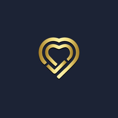 Gold heart logo Royalty Free Vector Image - VectorStock