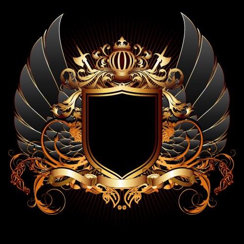 Gold elegance frame with heraldic shield Vector Image