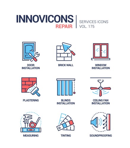 Indoor furniture linear icons set Royalty Free Vector Image