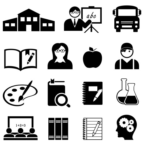 Kindergarten school education icons Royalty Free Vector