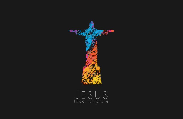 Christ the redeemer statue logo jesus Royalty Free Vector