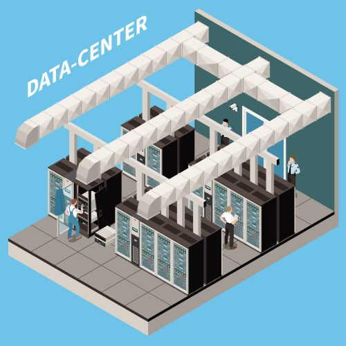 Datacenter isometric icon set Royalty Free Vector Image