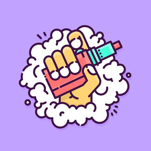 Hand drawn vape vaping device with smoke cloud Vector Image