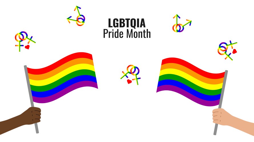 Lgbtq banner with symbols celebrating pride month Vector Image