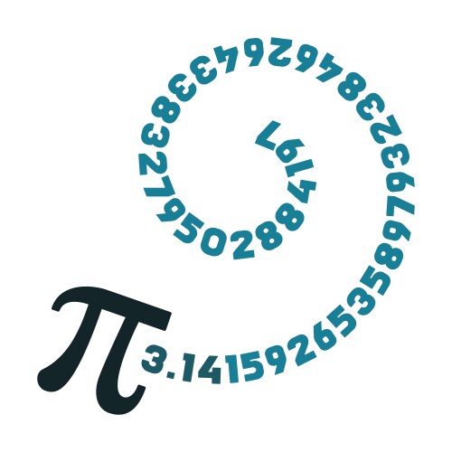 Pi spiral irrational number mathematics Royalty Free Vector