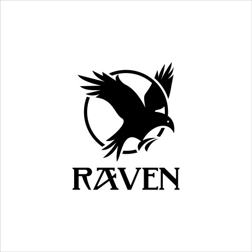 Silhouette of a flying raven Royalty Free Vector Image