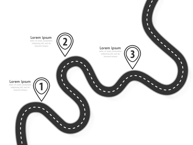 Road route infographic line with step-by-step plan