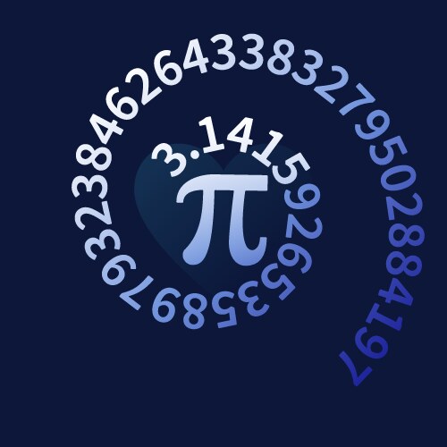 Pi symbol and 314 digits mathematical constant Vector Image