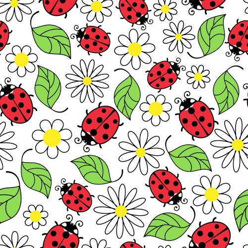 Ladybug and camomile flower seamless pattern Vector Image