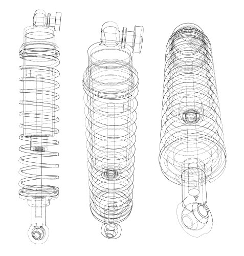 Bike shock absorber blueprints Royalty Free Vector Image