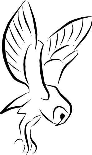 Flying owl outline Royalty Free Vector Image - VectorStock