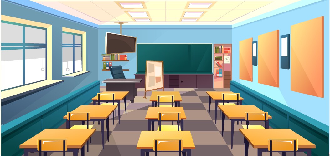 School or university classroom cartoon Royalty Free Vector