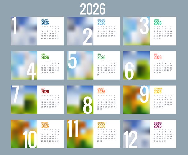 Calendar planner for 2026 design – Royalty-Free Vector | VectorStock