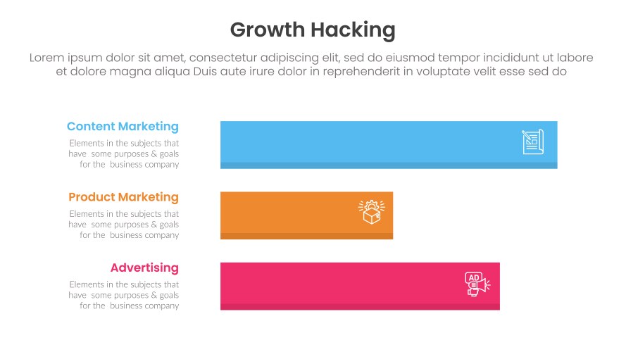 Growth hacking infographic 3 point with outline Vector Image