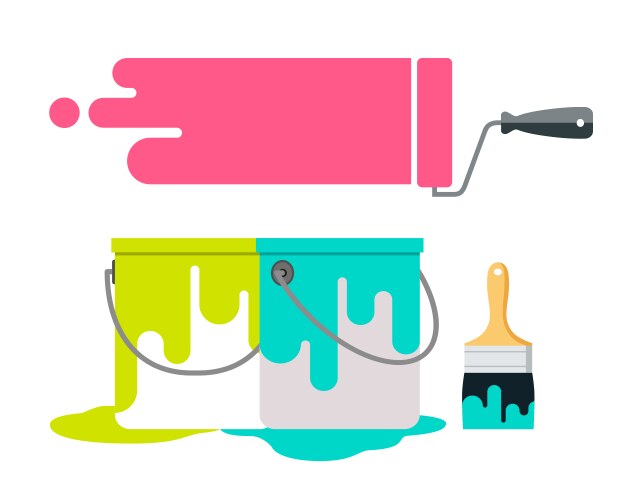 Rainbow paint roller brush Royalty Free Vector Image