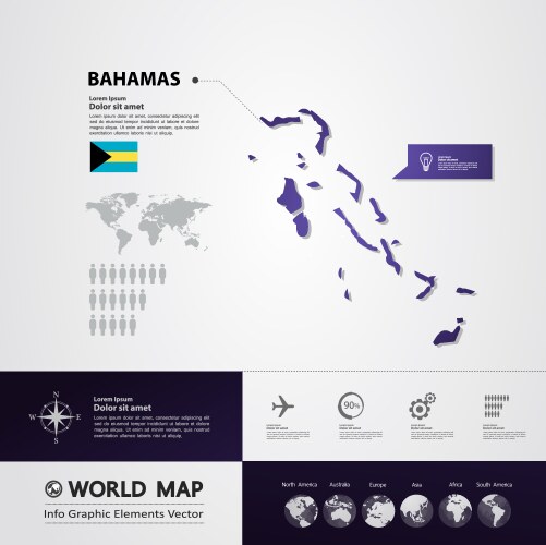 Bahamas detailed editable map Royalty Free Vector Image
