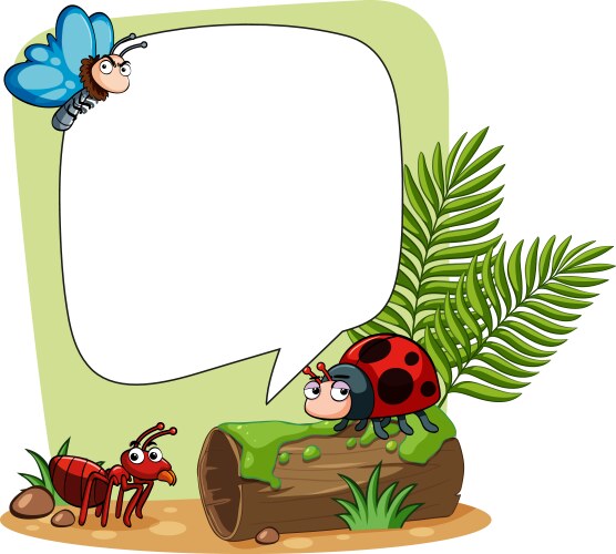 Border template design with insects in garden Vector Image