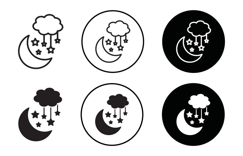 Sun and moon icon outline collection in black Vector Image