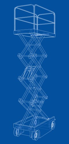 Scissor lift concept outline Royalty Free Vector Image