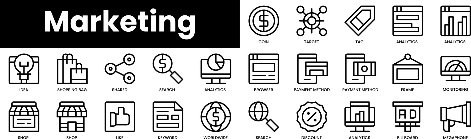 Set of outline social media icons minimalist thin Vector Image