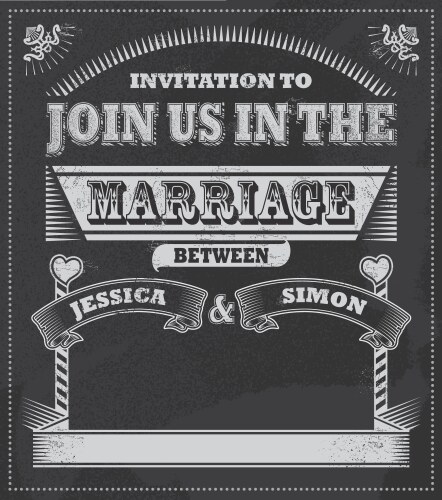 Chalkboard wedding invitation card background Vector Image