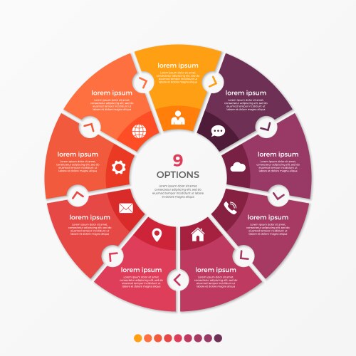 Circle infographic 9 options Royalty Free Vector Image