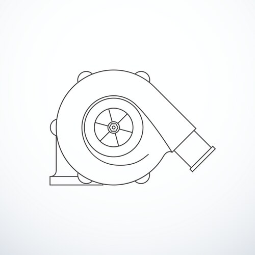 Automotive turbocharger line sketch isolated Vector Image