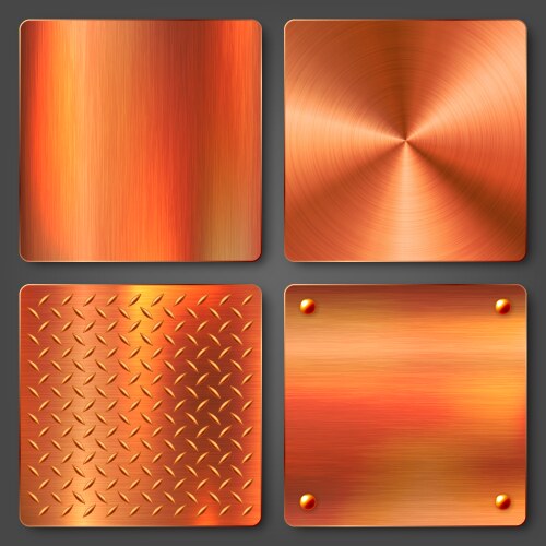 Realistic copper banners collection brushed Vector Image