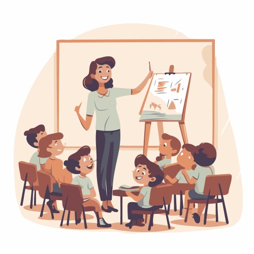 Teacher and children in the classroom Royalty Free Vector