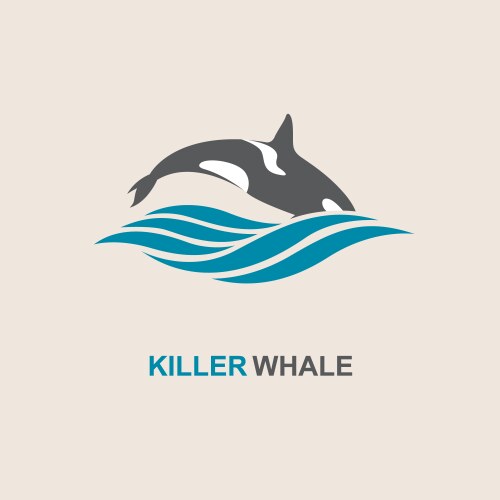 Whale among sea waves and splashes icon set Vector Image