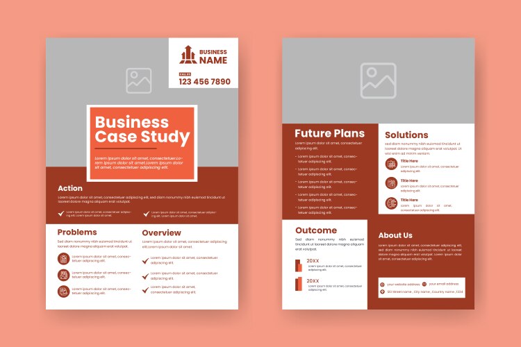 Business case study layout flyer Royalty Free Vector Image