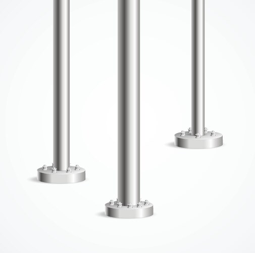 Metal steel poles and pillars realistic set Vector Image