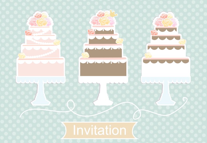 Invitation design with decorative cakes Royalty Free Vector