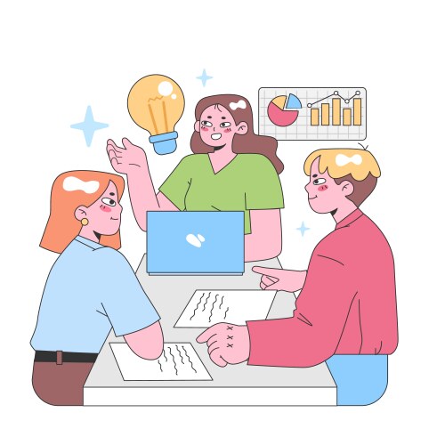 Collaborative problem solving concept flat Vector Image