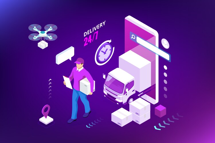 Isometric logistics and delivery concept Vector Image