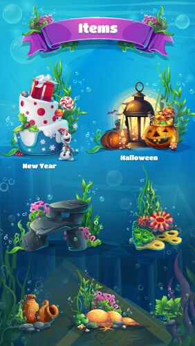 Underwater item set Royalty Free Vector Image - VectorStock
