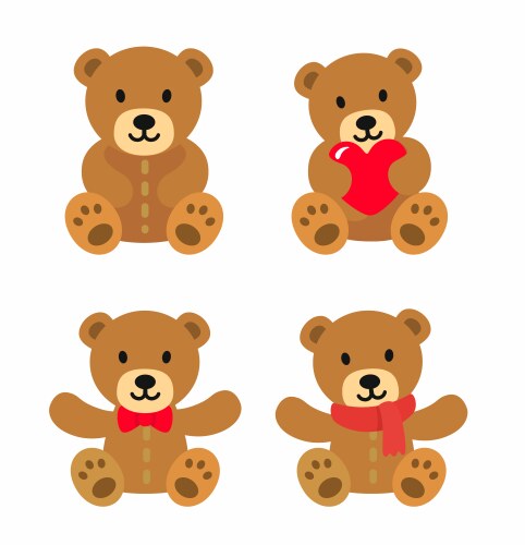 Set clip art of teddy bears Royalty Free Vector Image