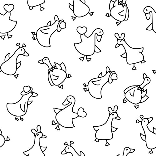 Funny goose characters coloring page Royalty Free Vector