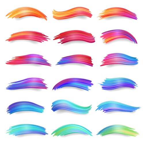 Set of isolated colorful gradient brush strokes Vector Image