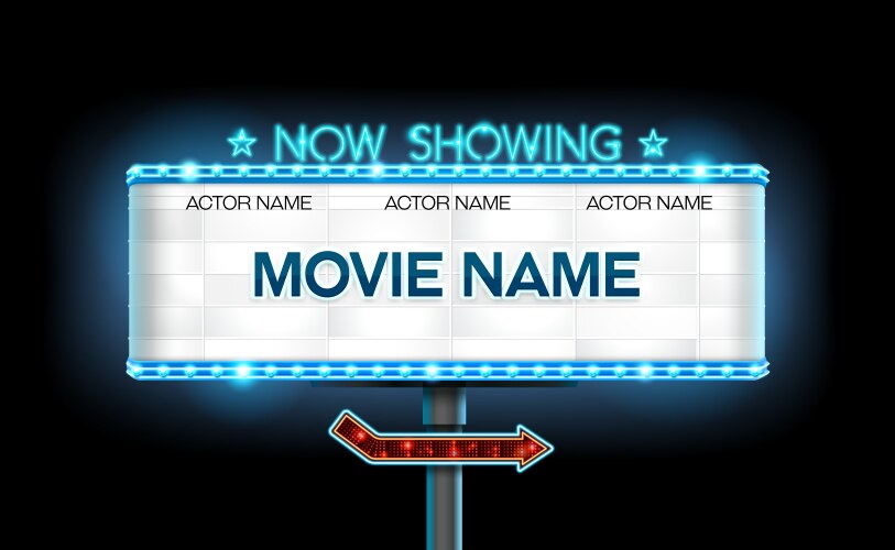Retro cinema neon sign Royalty Free Vector Image