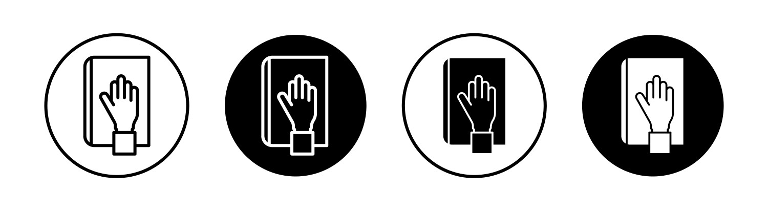 Oath icon set book hand promise symbol Royalty Free Vector